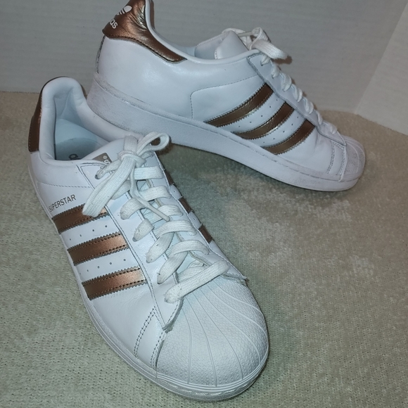 adidas | Shoes | Adidas White And Rose Gold Superstar Shell Toe ...